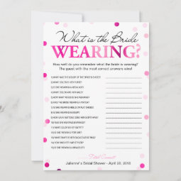 What is the bride wearing game | Magenta Confetti Invitation | Zazzle
