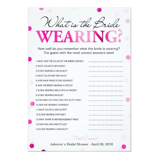 What is the bride wearing game | Magenta Confetti Invitation | Zazzle.com