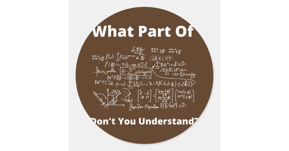 What Part Of Don't You Understand Funny Math Classic Round Sticker | Zazzle