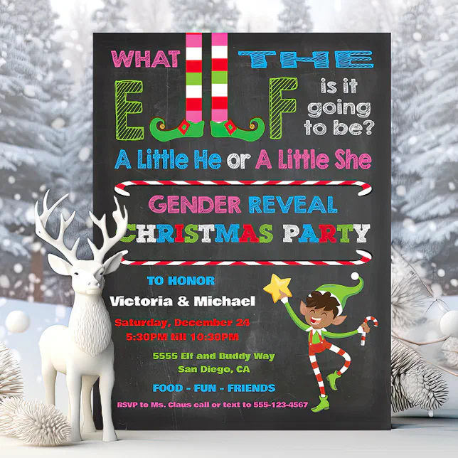 What the Elf Christmas Baby Shower Reveal Invitation | Zazzle