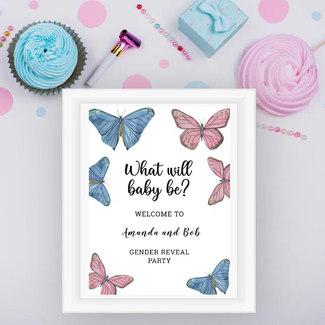 What will baby be gender reveal welcome poster | Zazzle