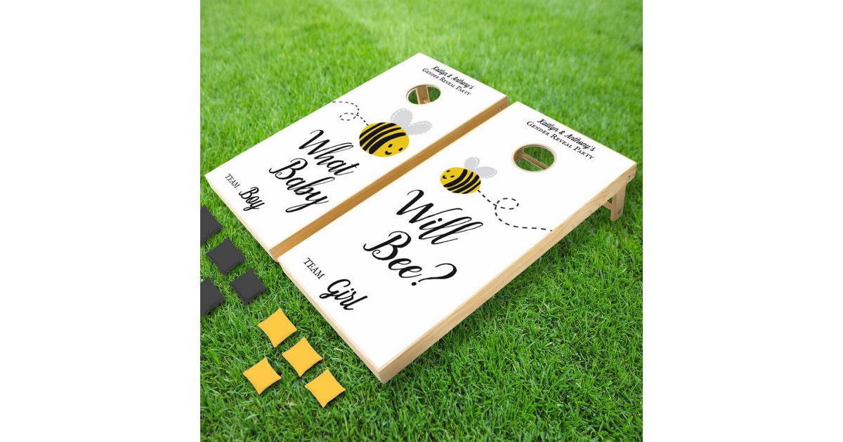 What Will Baby Bee Gender Reveal Party Cornhole Set | Zazzle