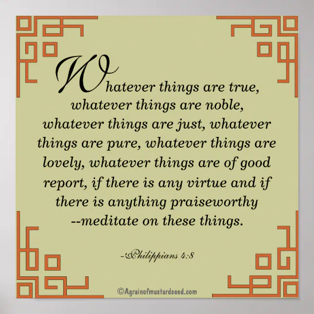 Whatever things are true... Bible Quote Prayer Poster | Zazzle