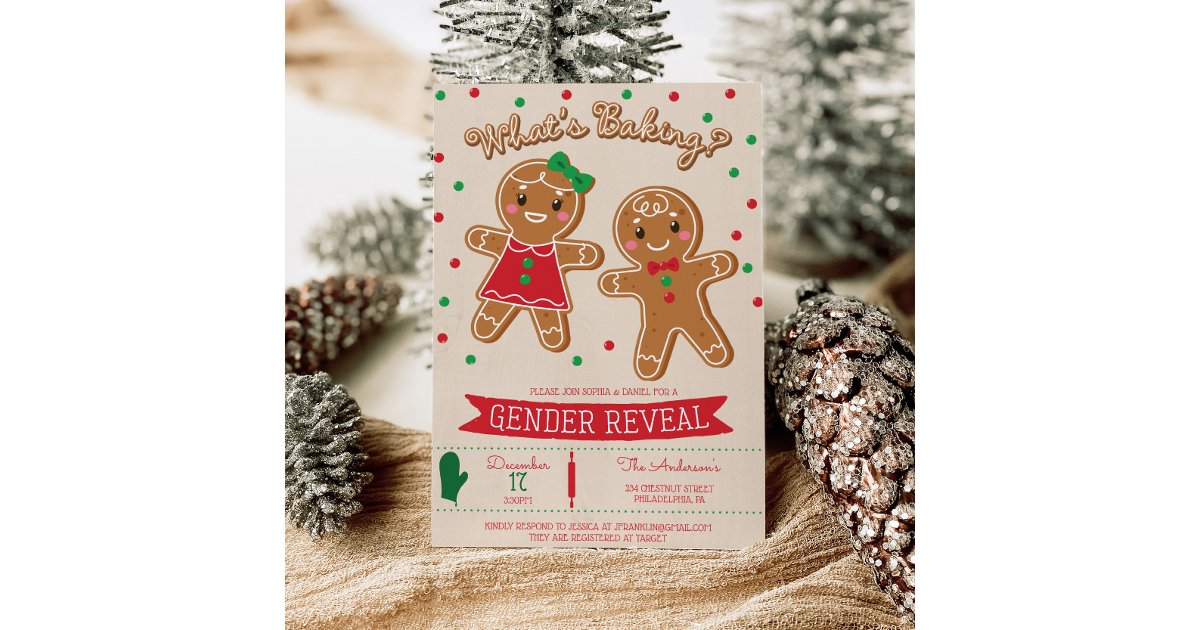 What's Baking Gingerbread Gender Reveal Invitation | Zazzle