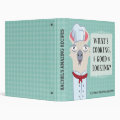 What's Cooking Good Looking Llama Recipe 3 Ring Binder | Zazzle