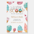 What's the Scoop Ice Cream Gender Reveal Welcome Foam Board | Zazzle