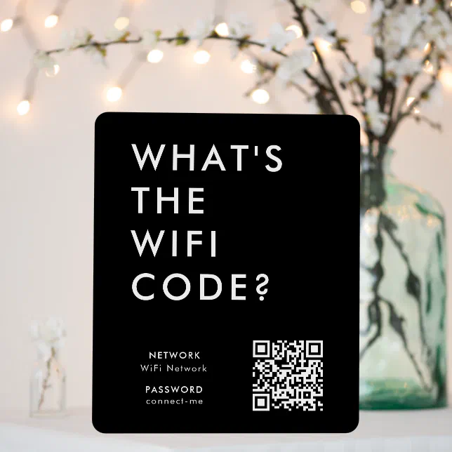 What's the WiFi Code? | Network Password Black QR Foam Board | Zazzle