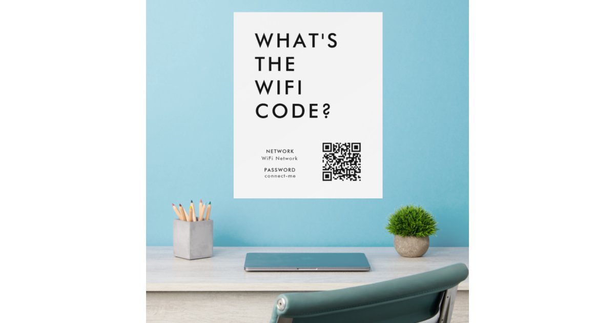What's the WiFi Code? | Wifi Network QR Code Wall Decal | Zazzle