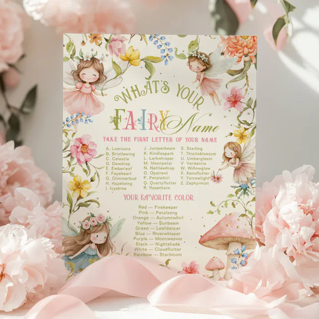 Whats your fairy name Fairy Bright Birthday Poster | Zazzle