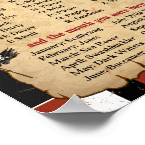 What's Your Pirate Name Party Game Poster | Zazzle