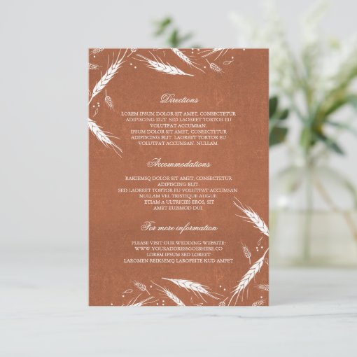 Wheat Fall Orange Wedding Details- Information Enclosure Card | Zazzle
