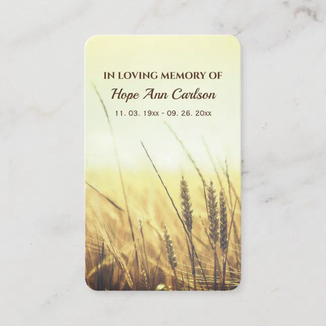 Wheat Field Psalm 23 Bible Verse Memorial Card | Zazzle
