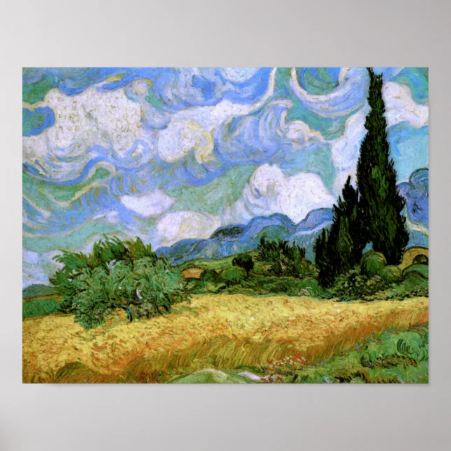Wheat Field with Cypresses Van Gogh Fine Art Poster | Zazzle