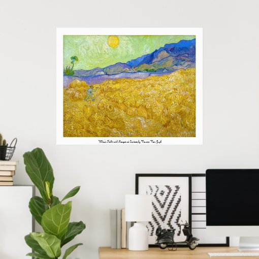 Wheat Fields with Reaper at Sunrise Van Gogh Poster | Zazzle