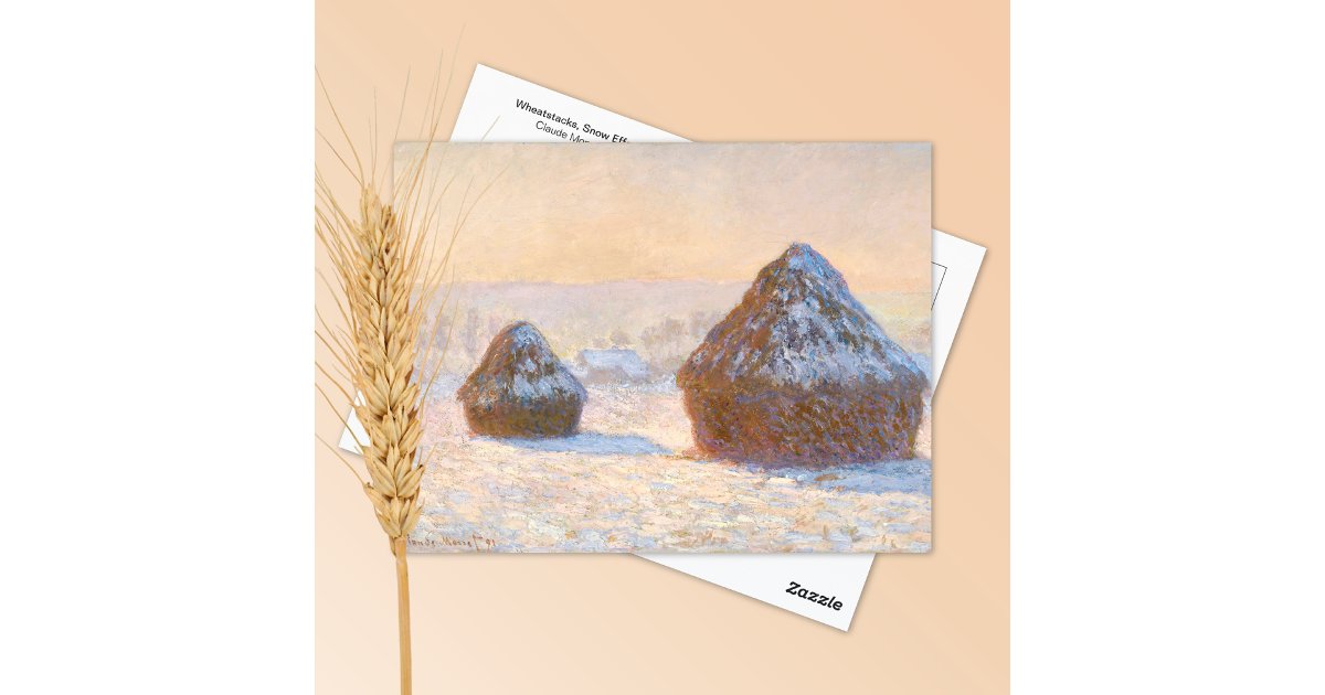 Wheatstacks, Snow Morning Claude Monet Postcard | Zazzle