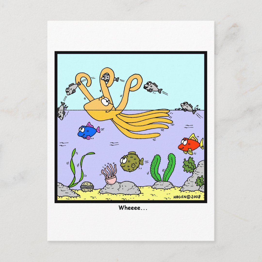 Wheeee: Octopus cartoon Postcard | Zazzle