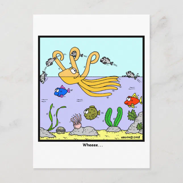 Wheeee: Octopus cartoon Postcard | Zazzle