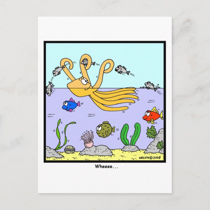 Wheeee: Octopus cartoon Postcard | Zazzle