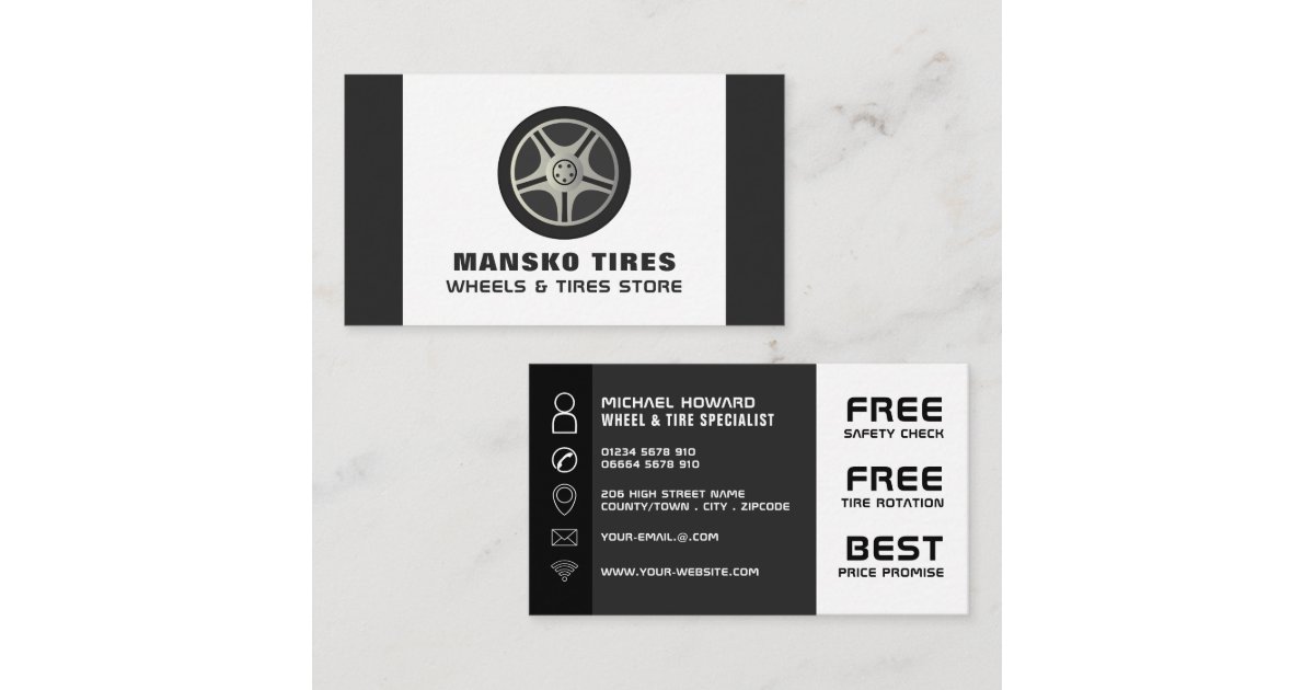 Wheel Logo Design, Tire/Tyre Specialist Business Card | Zazzle