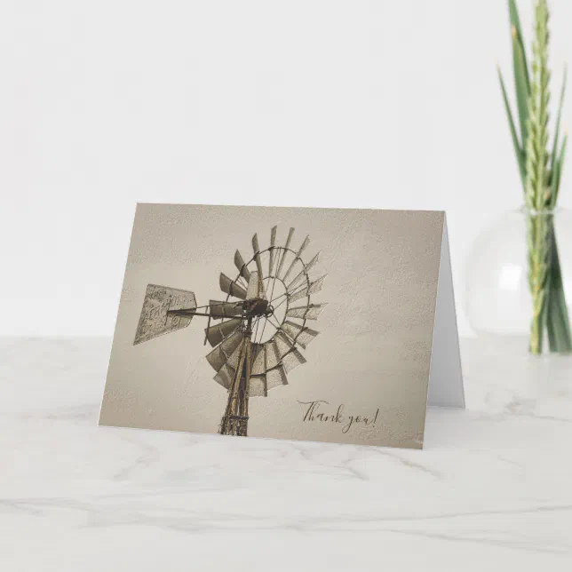 Wheel Of A Windmill Thank You Greeting Card | Zazzle