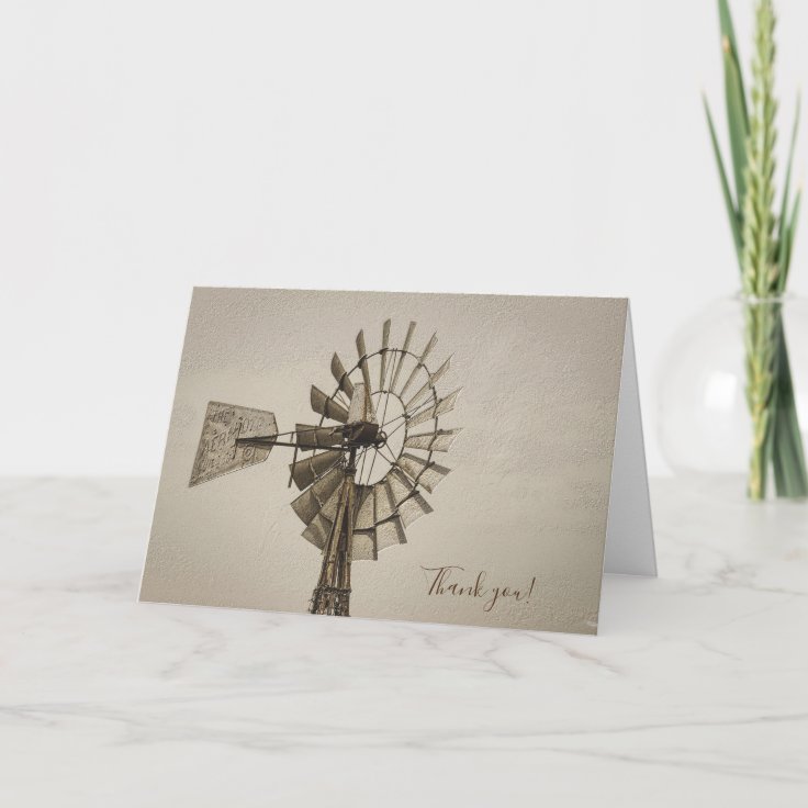 Wheel Of A Windmill Thank You Greeting Card | Zazzle