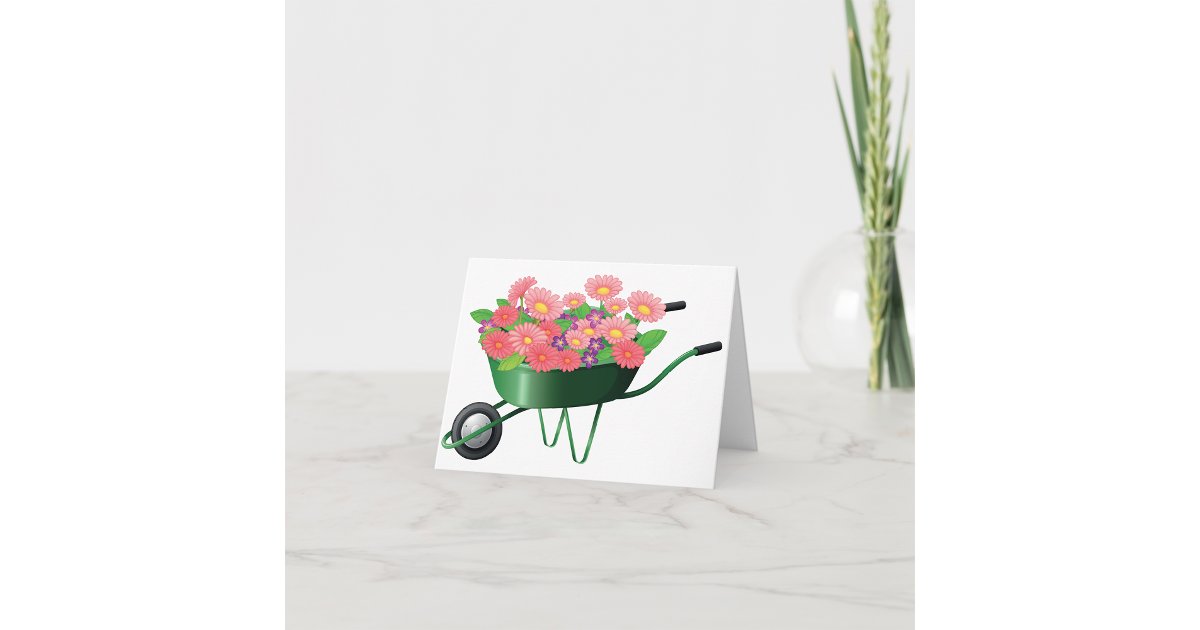 Wheelbarrow Full Of Flowers Note Cards | Zazzle