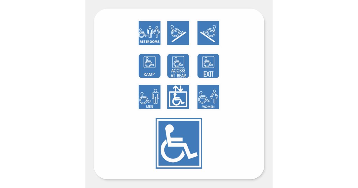 Wheelchair Accessibility Signs Square Sticker | Zazzle