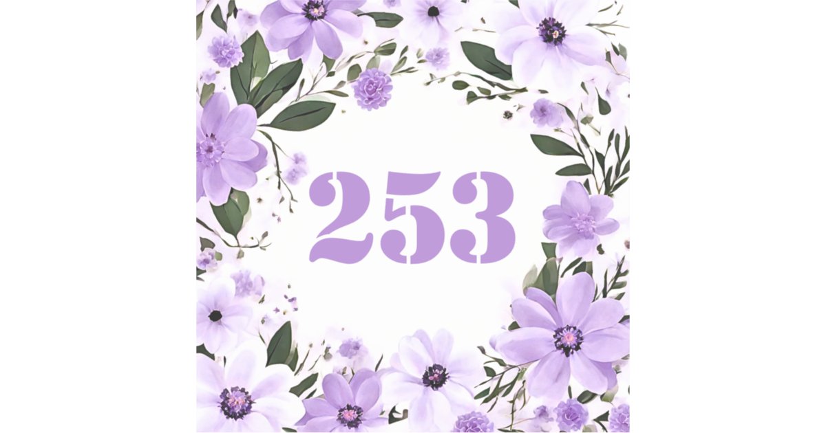 Wheelie Bin Door Number Purple And Lilac Flowers Sticker | Zazzle