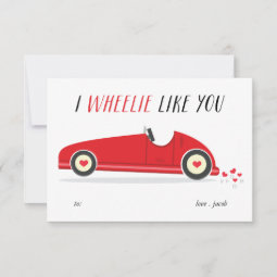 Wheelie Like you classroom valentine's day card | Zazzle