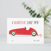 Wheelie Like you classroom valentine's day card | Zazzle