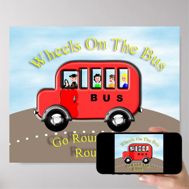 Wheels On The Bus Kids Nursery Rhyme Themed Poster | Zazzle