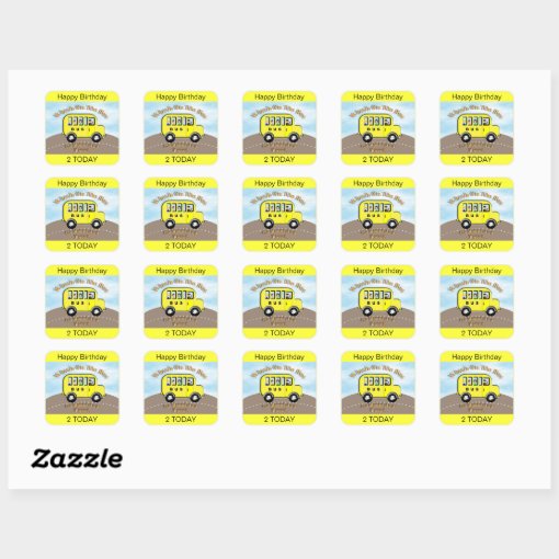 Wheels on the Bus Yellow Label Sticker Cake Topper | Zazzle