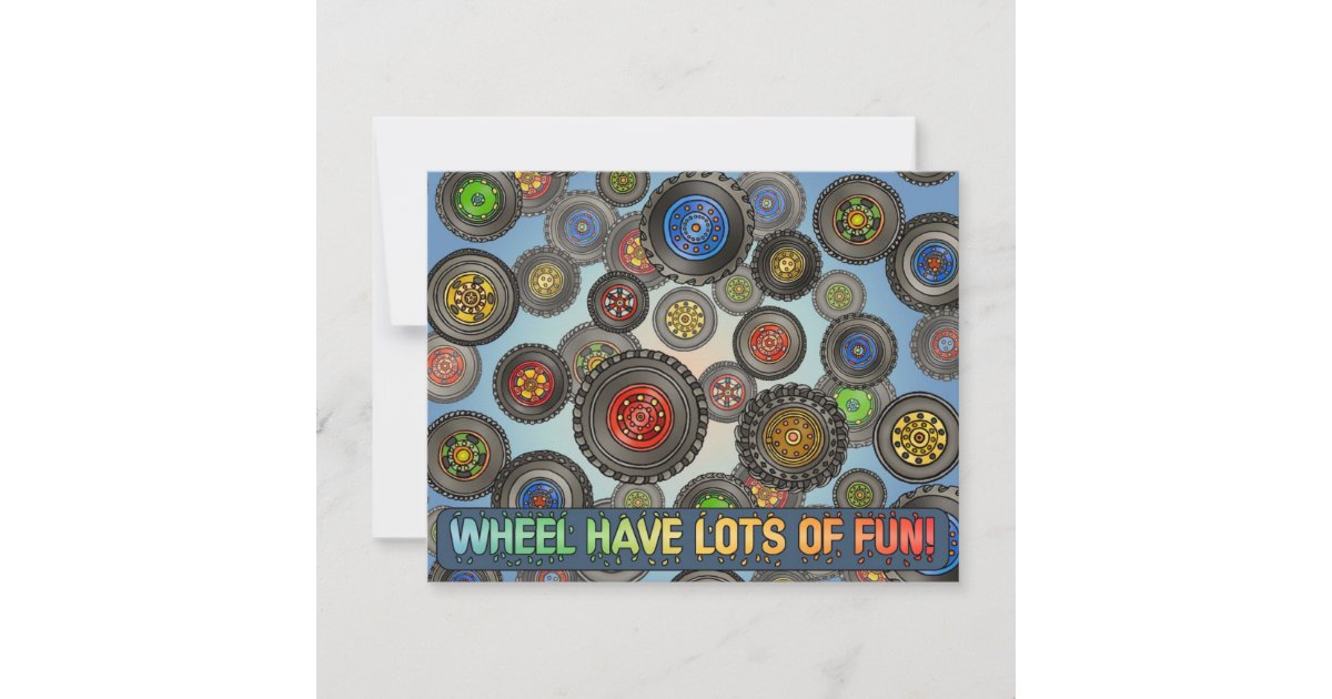 Wheels Tires Car Truck Theme Kids Party Invitation | Zazzle