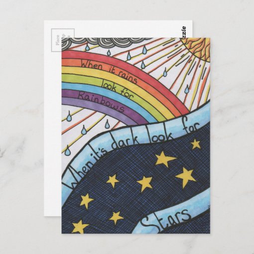 When it rains look for rainbows postcard | Zazzle