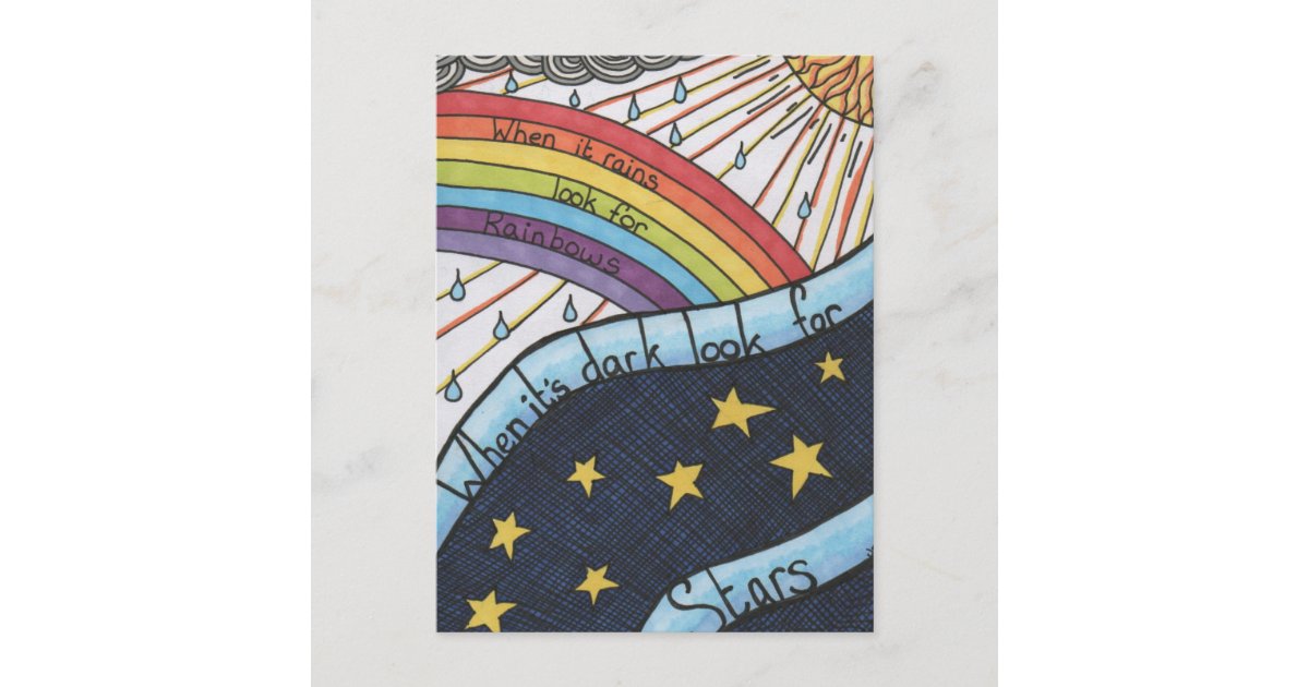 When it rains look for rainbows postcard | Zazzle