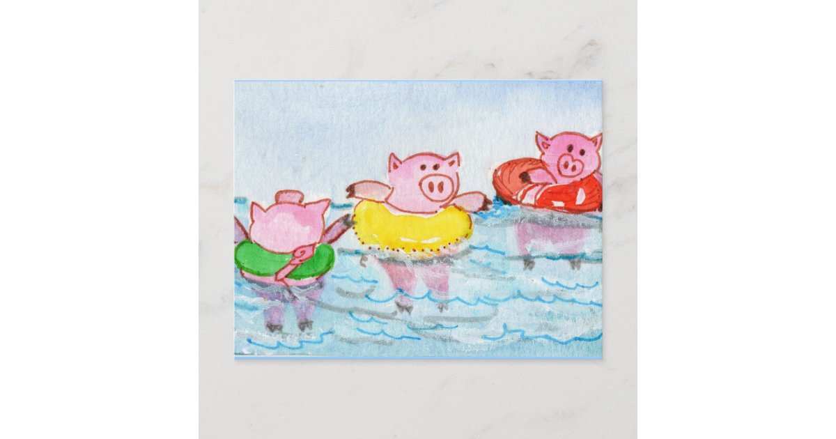 When Piglets Float - Swimming Pigs Postcard | Zazzle