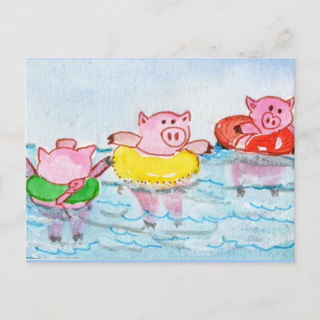 When Piglets Float - Swimming Pigs Postcard | Zazzle