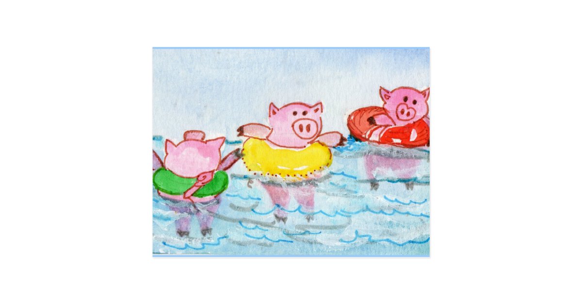 When Piglets Float - Swimming Pigs Postcard | Zazzle.com