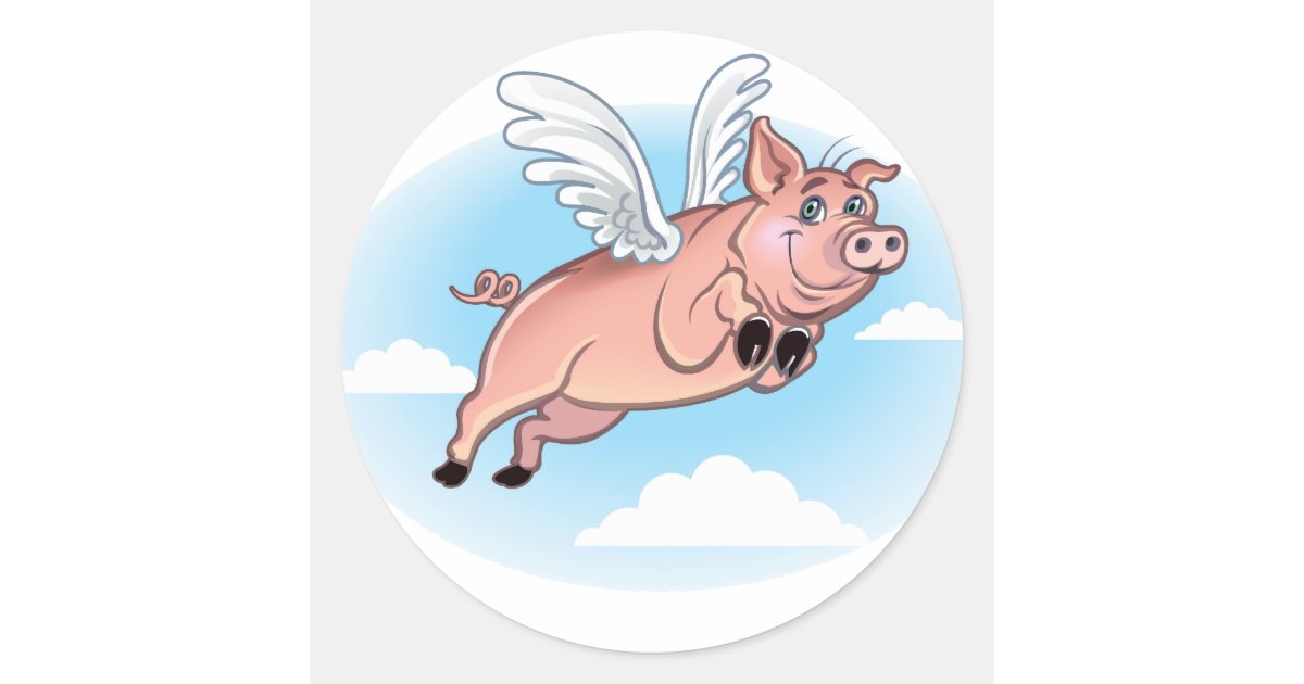 When Pigs Fly, Fun Happens Classic Round Sticker | Zazzle