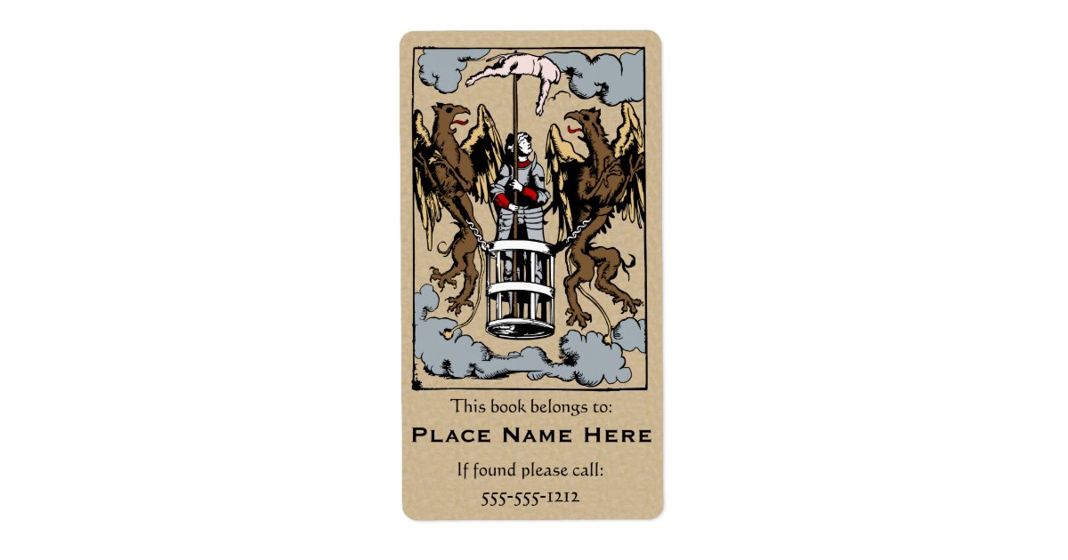 When Pigs Fly Medieval Woodcut Bookplate Label | Zazzle