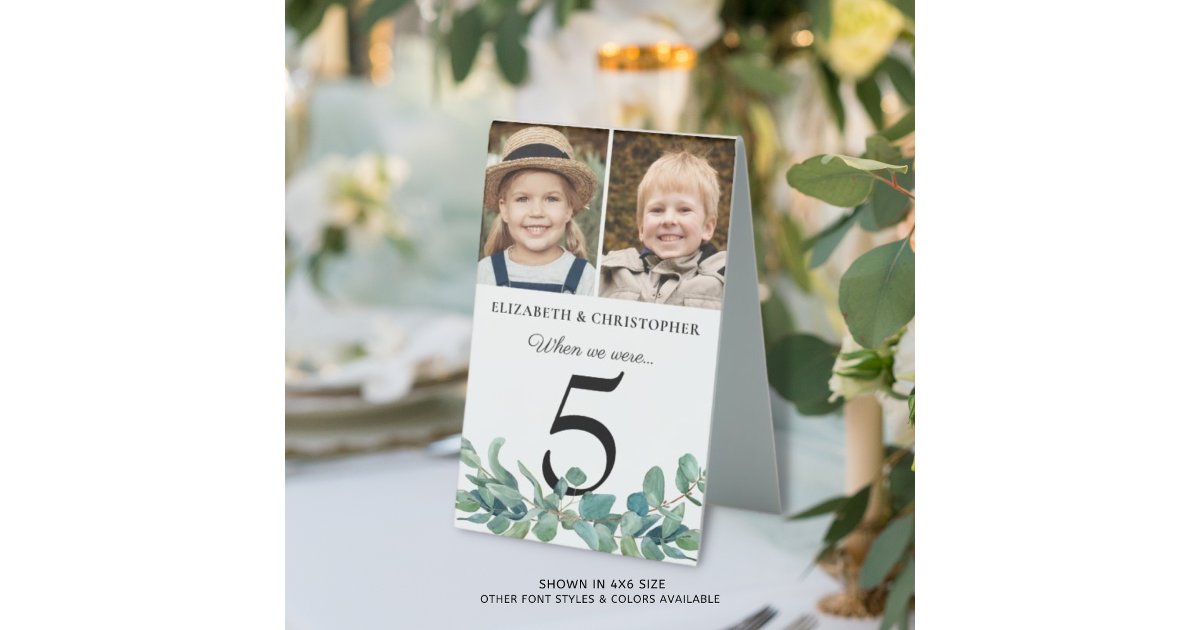 When We Were Age 2 Photos Wedding Table # Sign | Zazzle