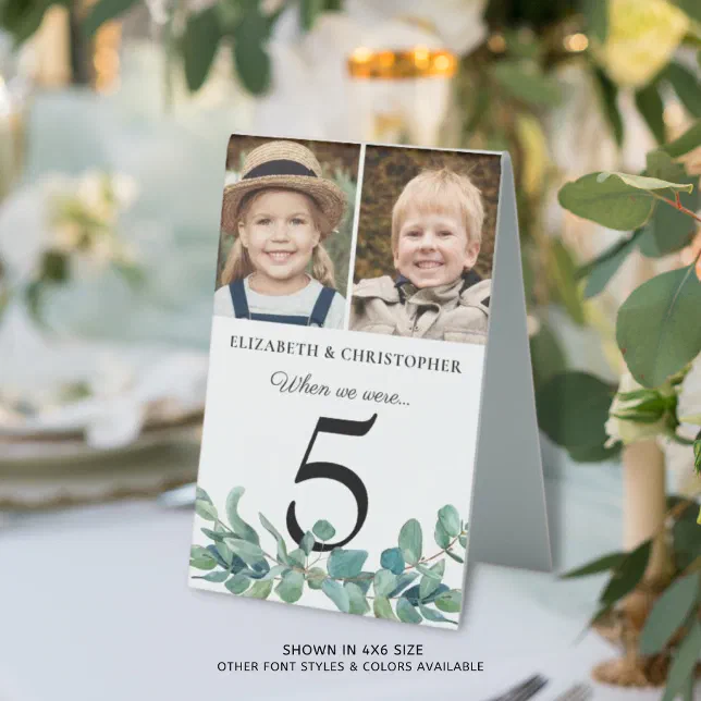 When We Were Age 2 Photos Wedding Table # Sign | Zazzle