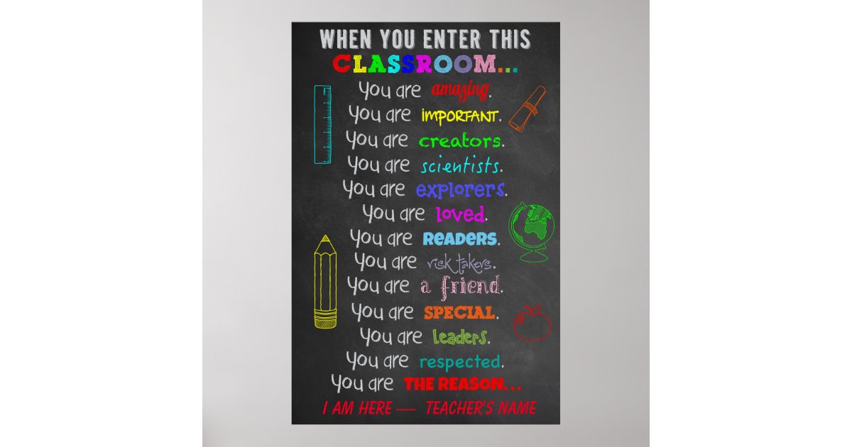 When You Enter This Classroom Rules Teacher Gift Poster | Zazzle