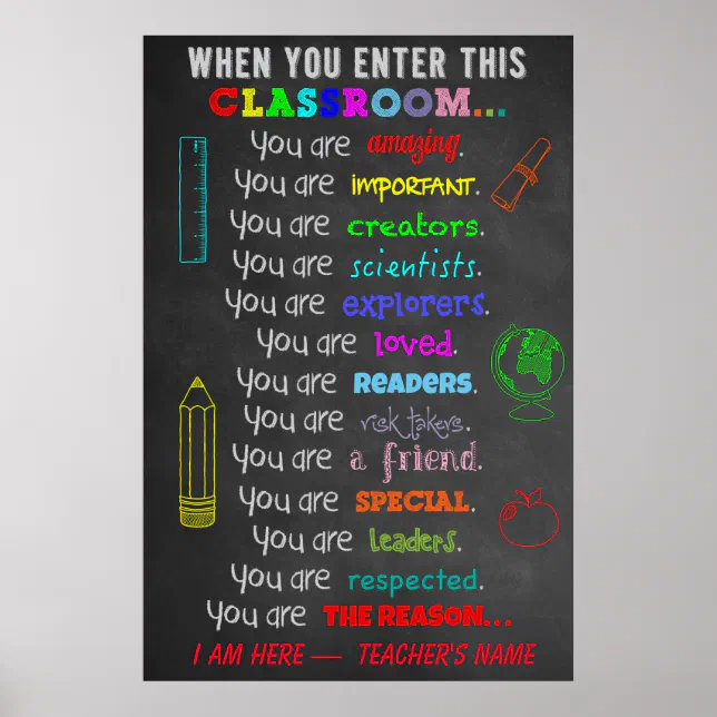 When You Enter This Classroom Rules Teacher Gift Poster | Zazzle