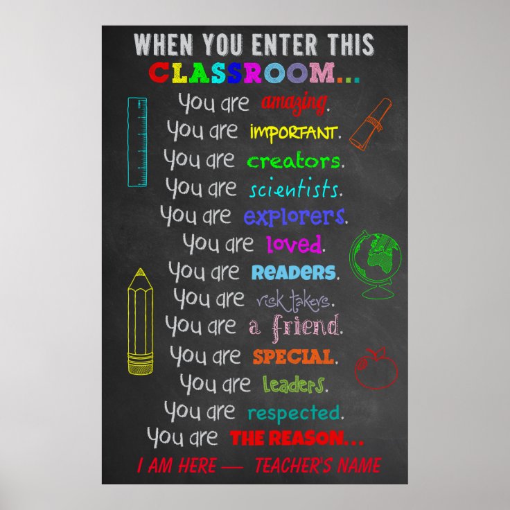 When You Enter This Classroom Rules Teacher Gift Poster | Zazzle