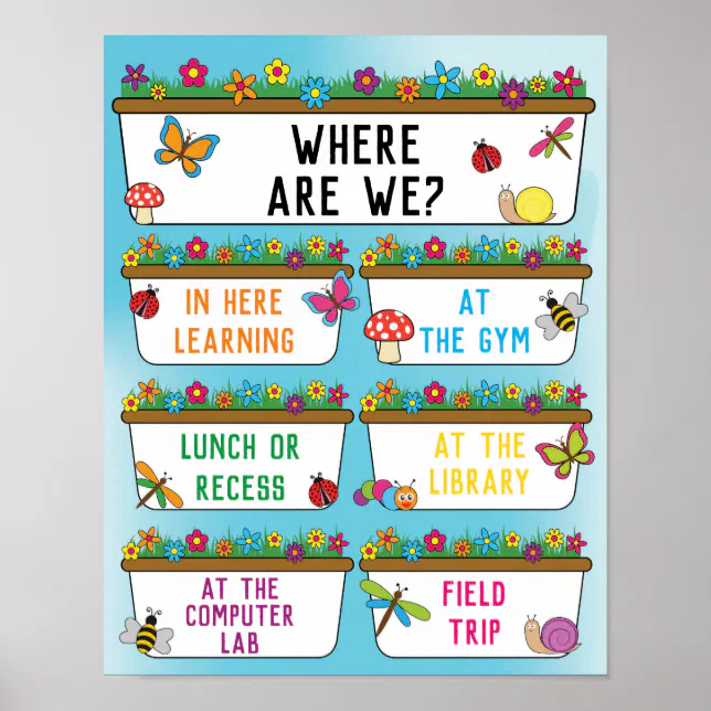 Where Are We Classroom Sign in Our Garden Theme | Zazzle