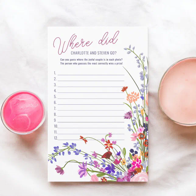 Where did they go wild flowers bridal shower game | Zazzle