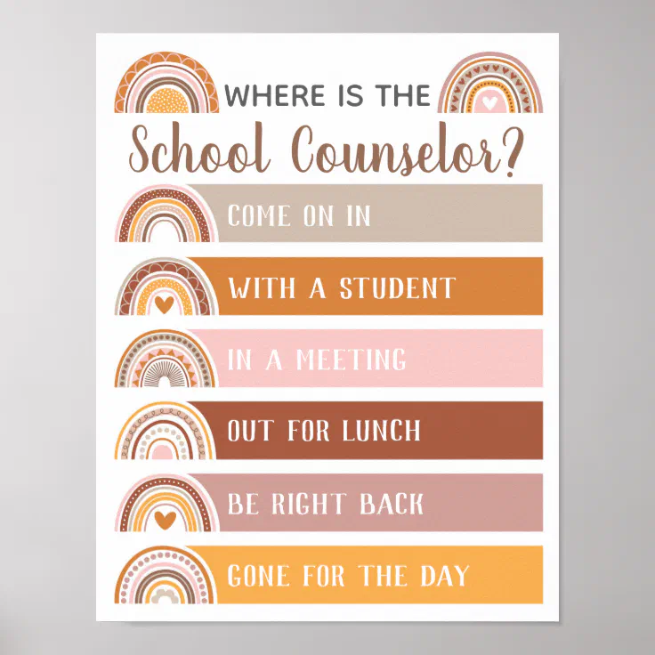 Where is School Counselor Office Door Sign Rainbow | Zazzle