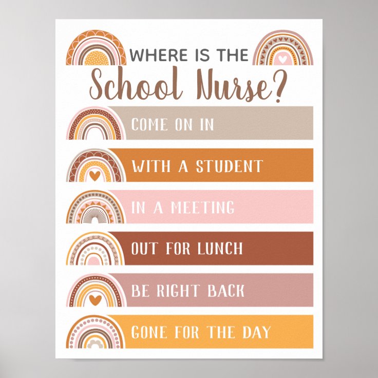 Where is School Nurse Office Door Sign Rainbow | Zazzle