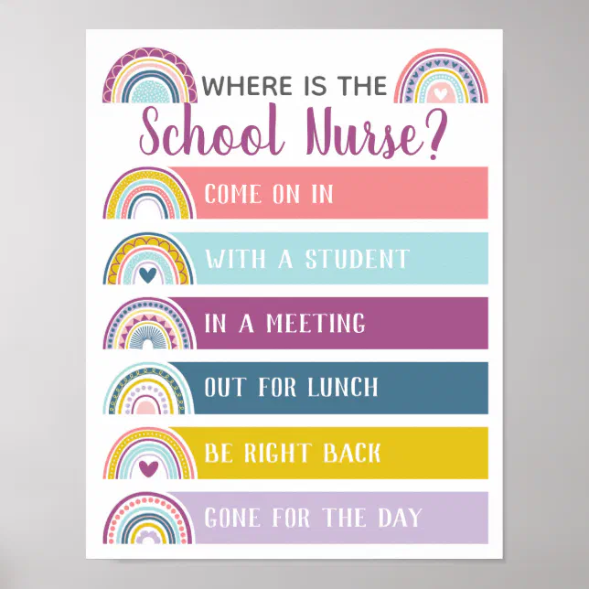 Where is School Nurse Office Door Sign Rainbow | Zazzle